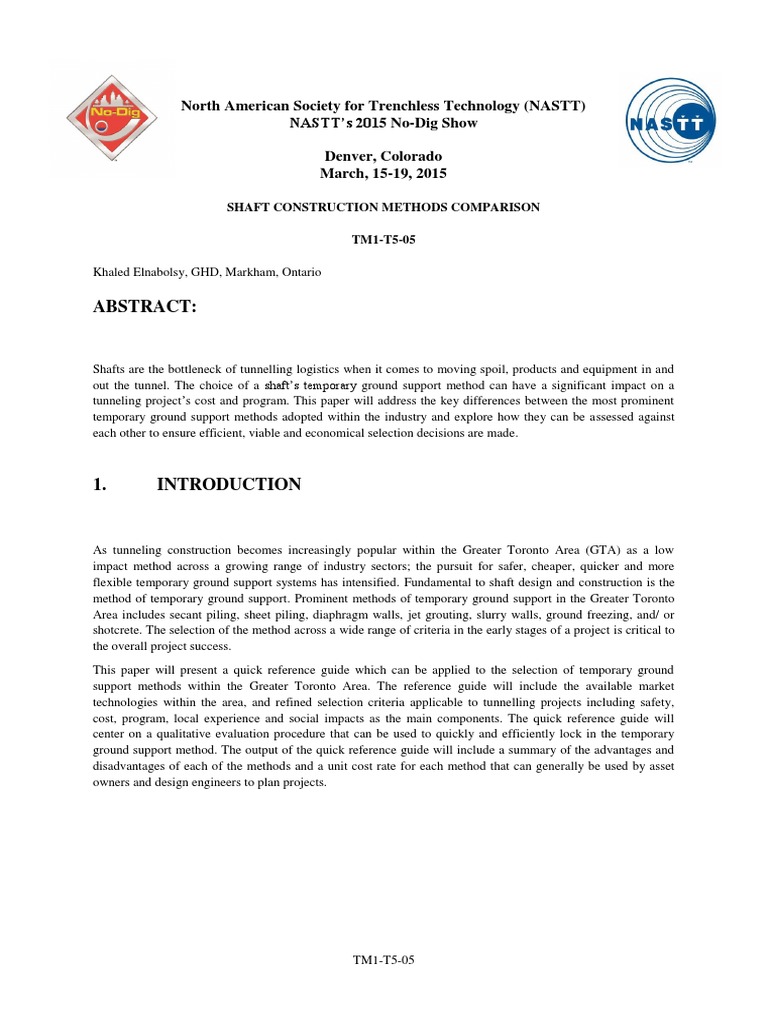Shaft Construction Methods Comparison | PDF | Deep Foundation ...