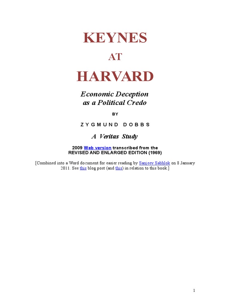 Keynes at Harvard | PDF | John Maynard Keynes | Socialism