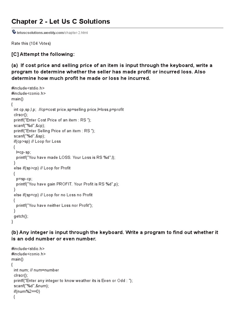 Chapter 2 - Let Us C Solutions | PDF | Triangle | Steel