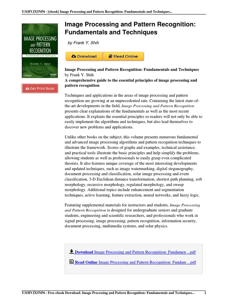Image Processing Pattern Recognition Fundamentals 0470404612 Pdf