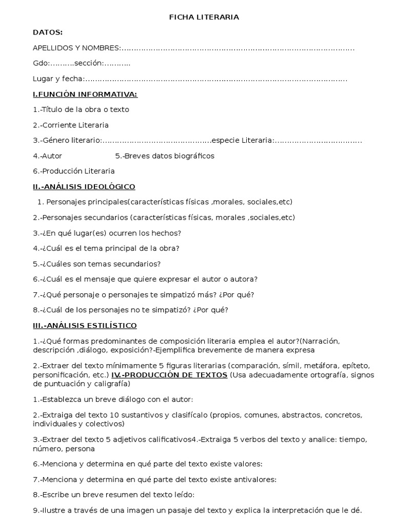 Ficha Literaria | PDF