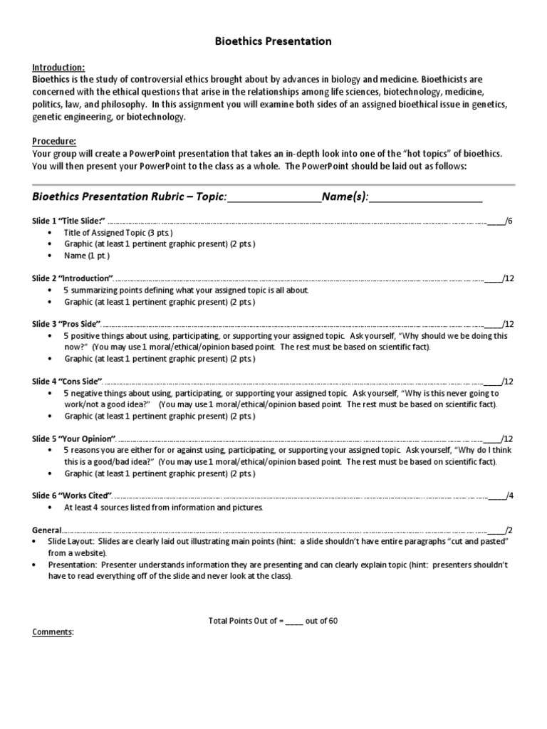 Bioethics Presentation | PDF | Bioethics | Biotechnology