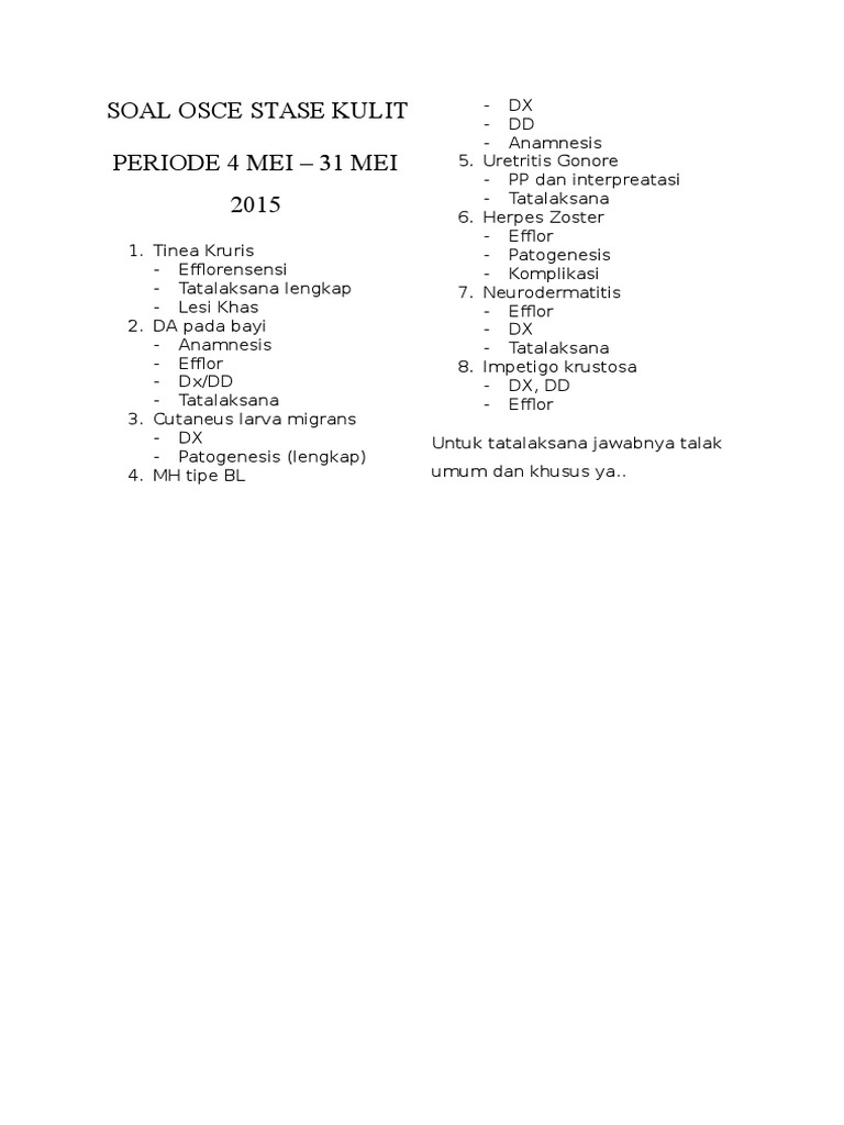Soal Osce Stase Kulit | PDF
