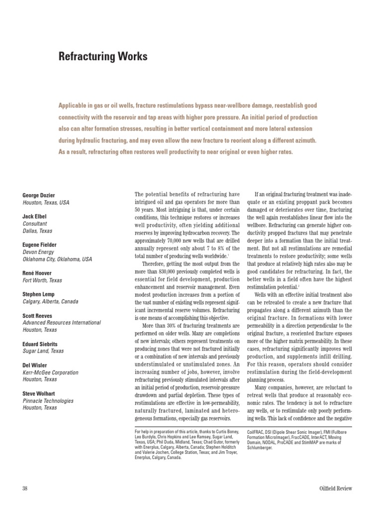Refracturing Works PDF | PDF | Hydraulic Fracturing | Petroleum Reservoir