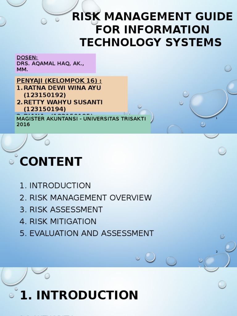 Kelompok 16 - Risk Management Guide For Information Technology Systems ...