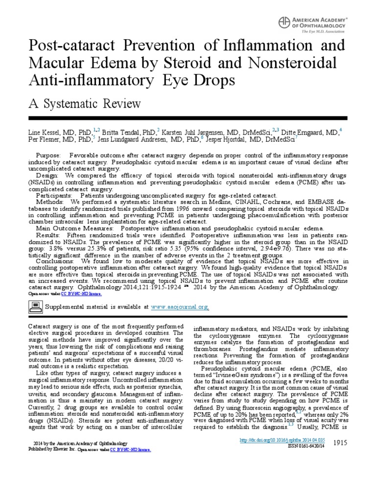 NSAIDs vs Steroids for Post-Cataract Care | PDF | Cataract | Randomized ...