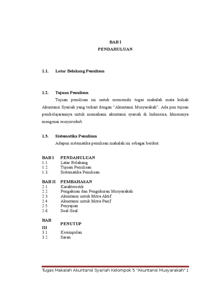 3) Kelompok 5 Akuntansi Musyarakah (Makalah) | PDF 3) Kelompok 5 Akuntansi Musyarakah (Makalah) | PDF
