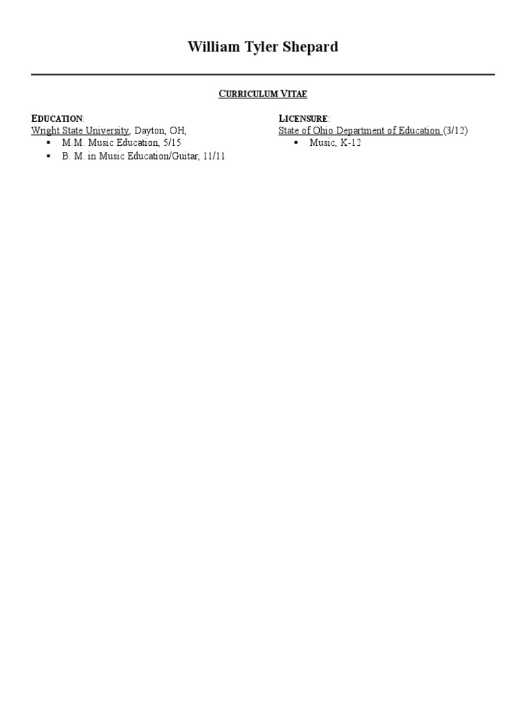 Shepard CV Website | Download Free PDF | Music Education | Leadership