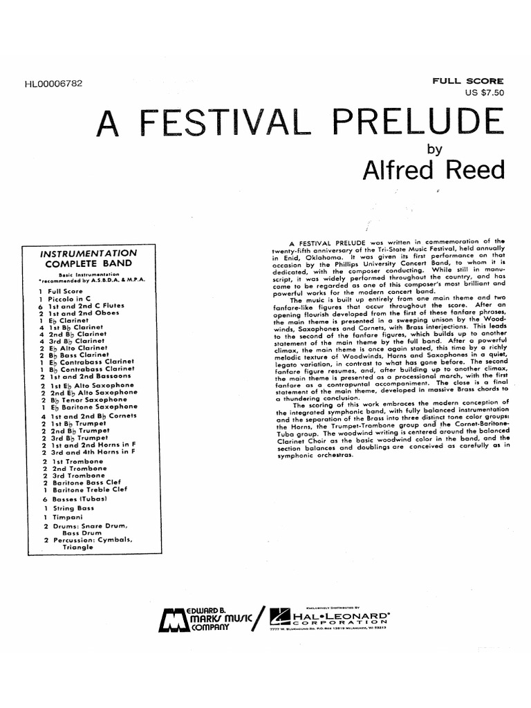 A Festival Prelude - Alfred Reed | PDF
