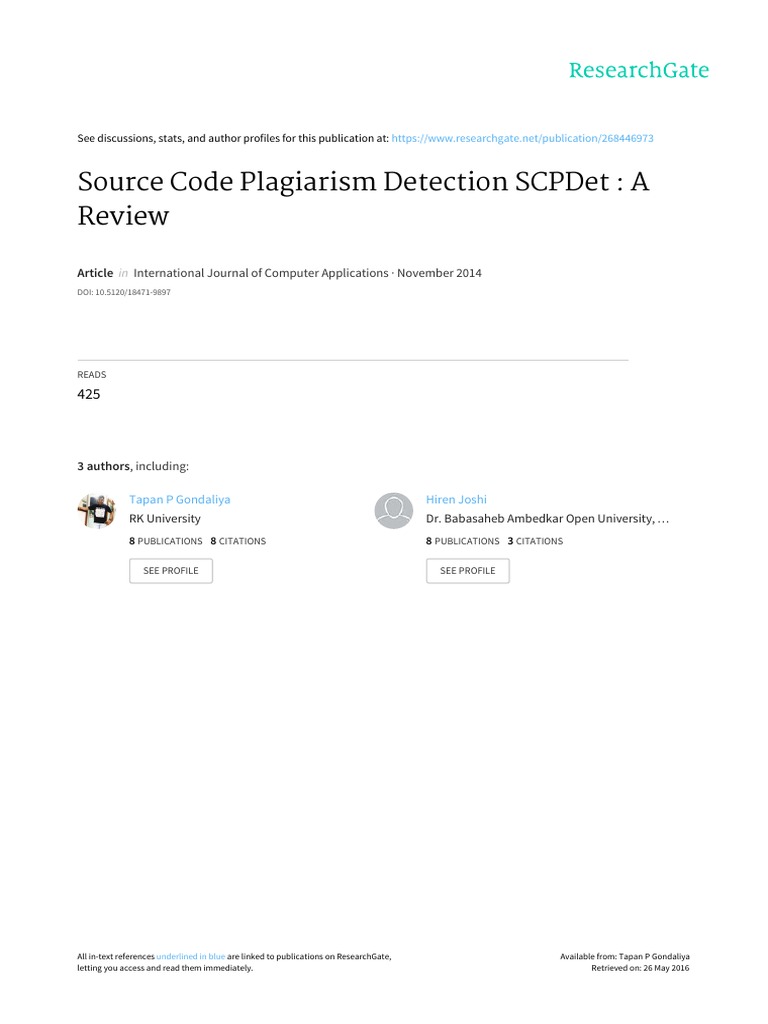 Source Code Plagiarism Detection SCPDet A | PDF | Source Code | Plagiarism