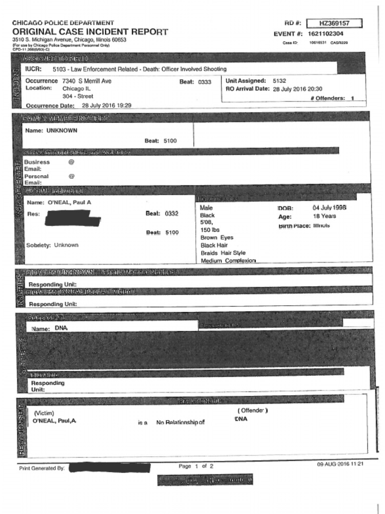 O'Neal CPD Reports | PDF