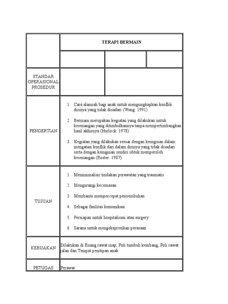 Sop Terapi Bermain | PDF