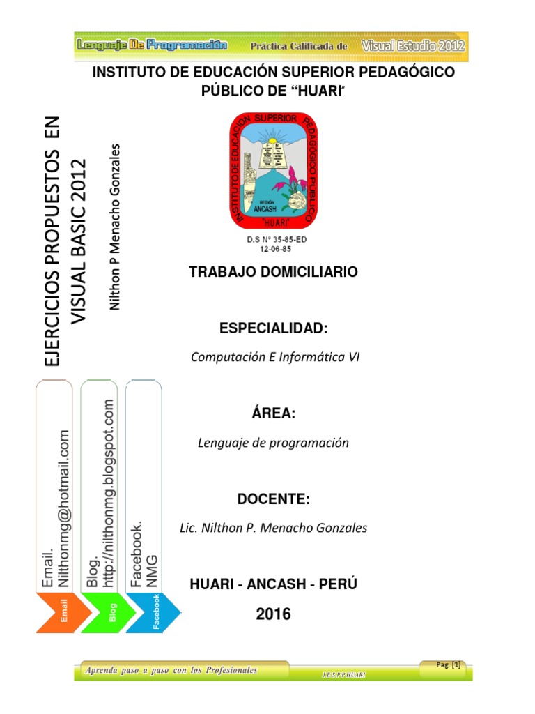 Ejercicios Visual Basic 2012 y 2010 | PDF | Básico | Programa de computadora