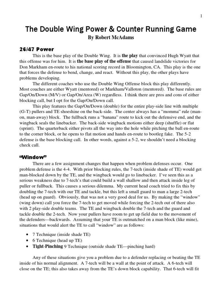 Double Wing Power Game | PDF | Sports Rules And Regulations | Team Sports
