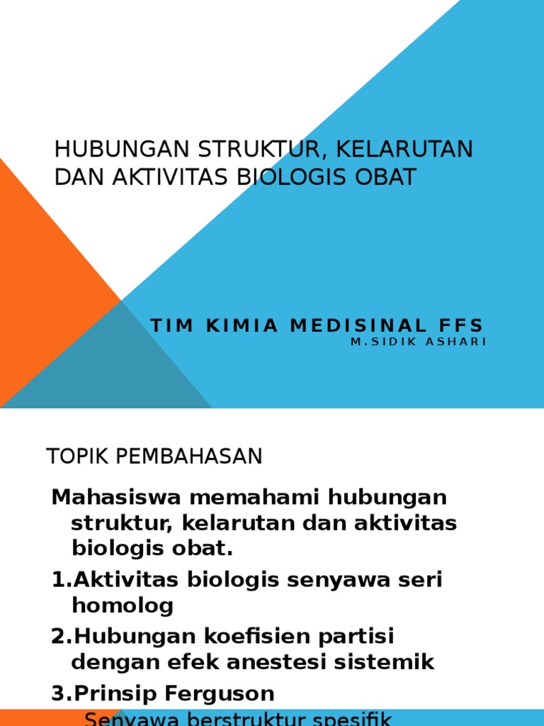 Hubungan Struktur, Kelarutan Dan Aktivitas Biologis Obat Ok | PDF