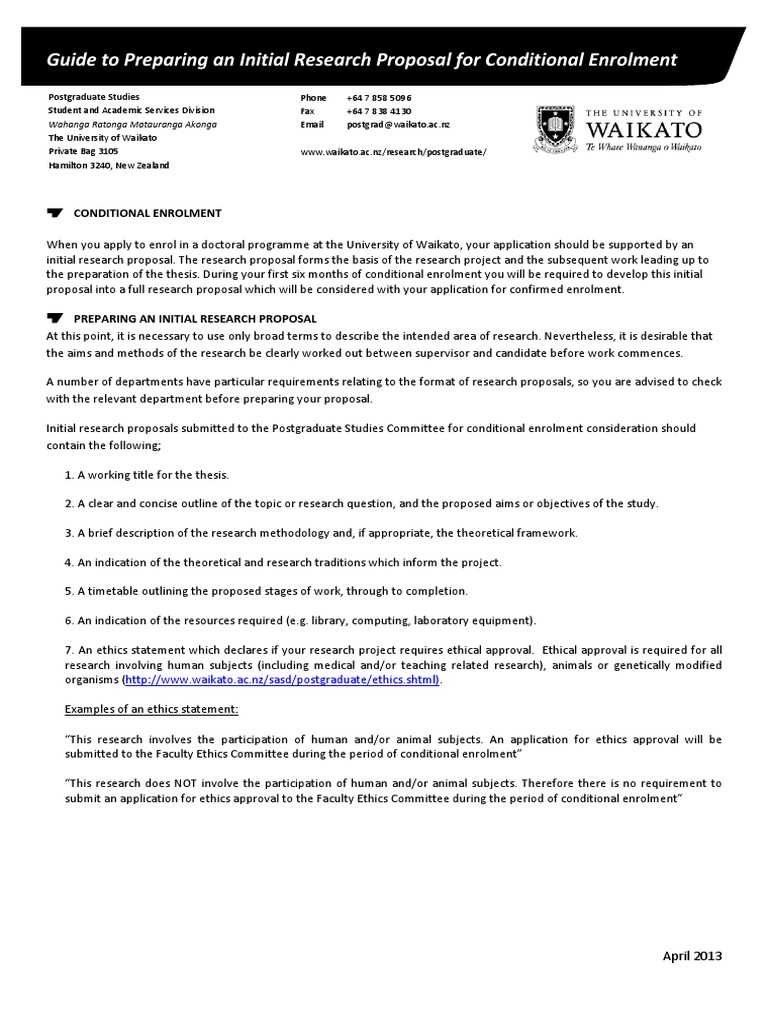 Initial Research Proposal Guide | PDF