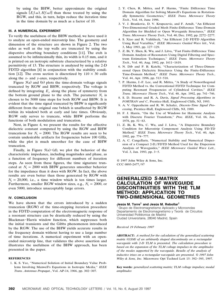 A Numerical Analysis of the Generalized Scattering Matrix Calculation ...