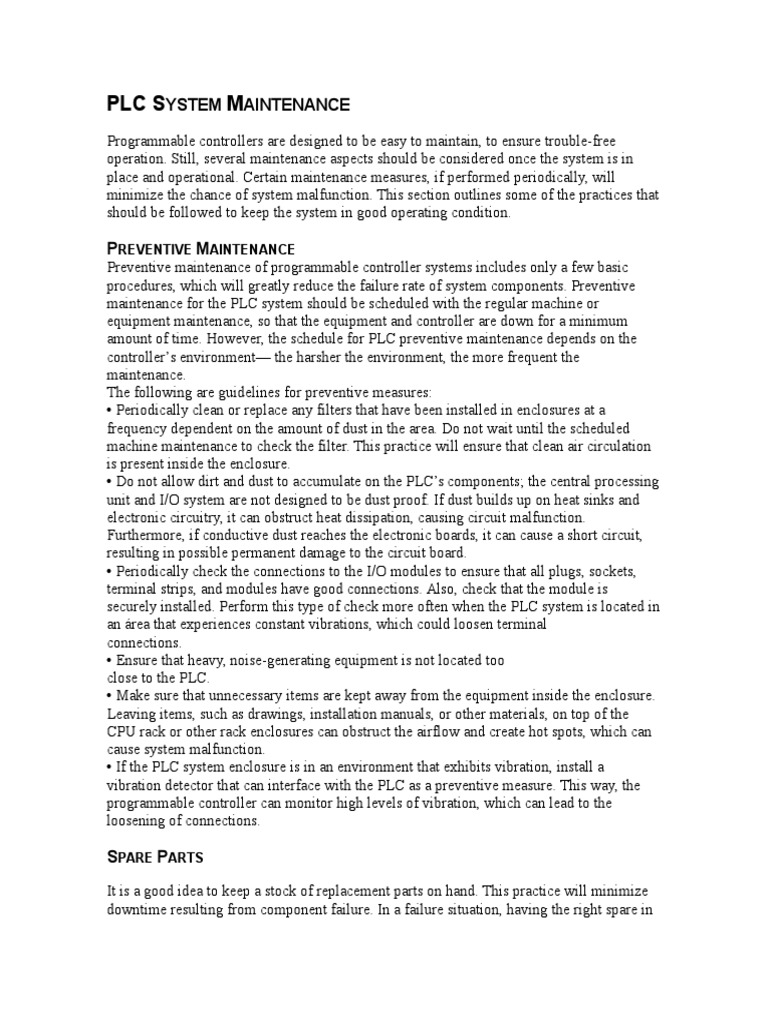 PLC System Maintenance | PDF | Programmable Logic Controller | Central ...