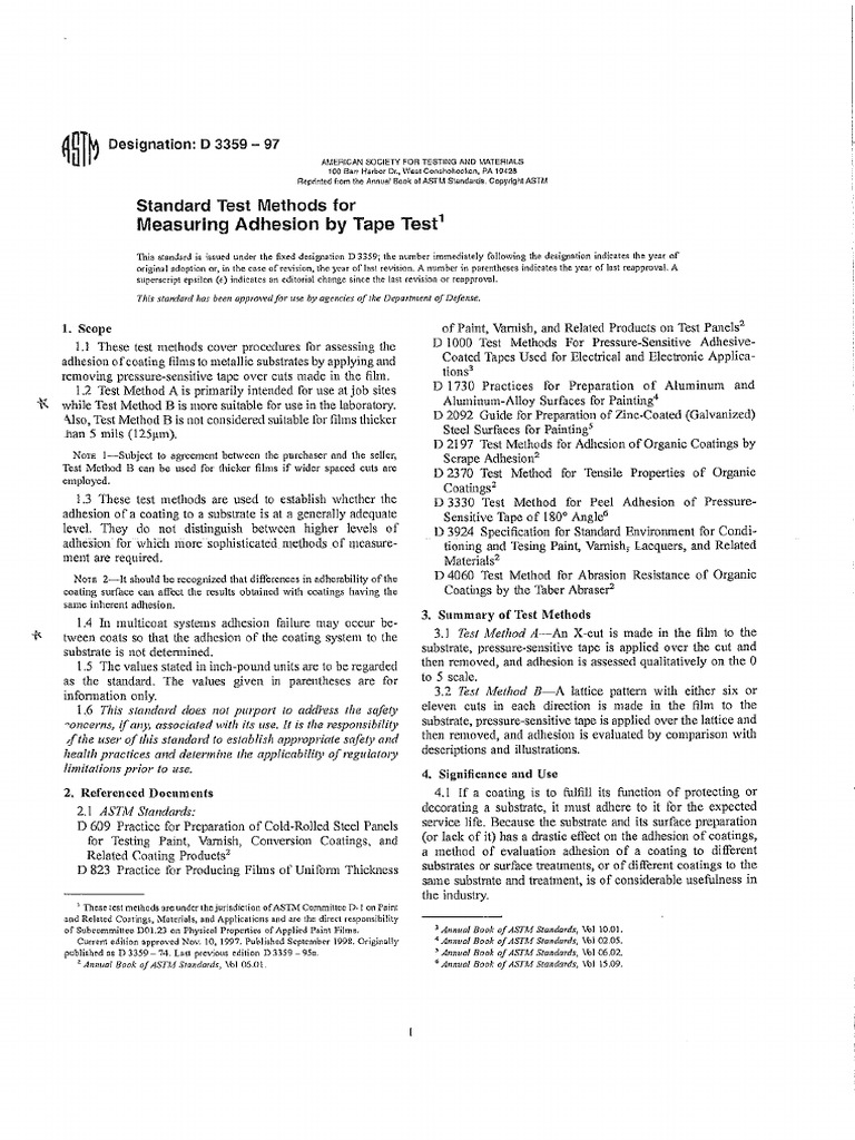 Astm D 3359-97 | PDF