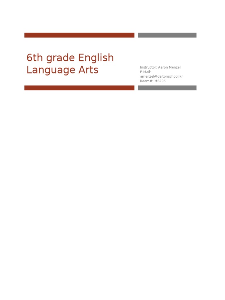 6th Grade English Language Arts Overview | PDF