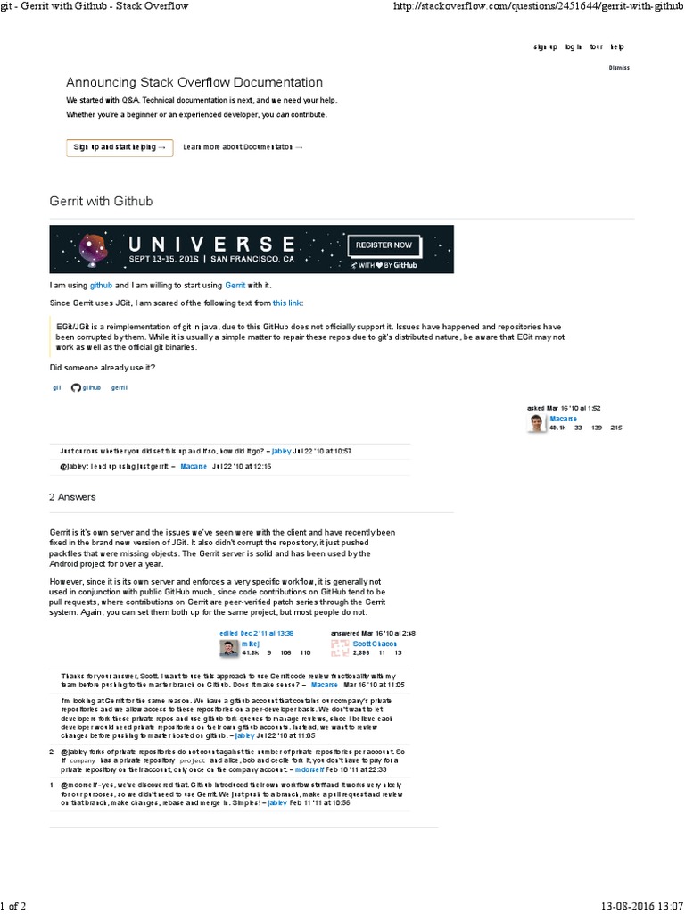 Git Gerrit With Github Stack Overflow Pdf System Software Application Software 1143