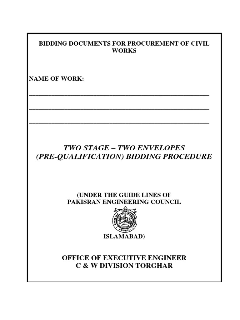Bidding Documents(Two Stage Two Envelopes-TSTE) Torghar | Construction ...