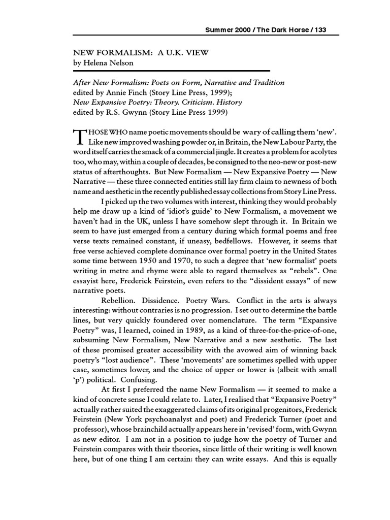 A Critical Analysis of the New Formalism Movement: Examining Claims of ...
