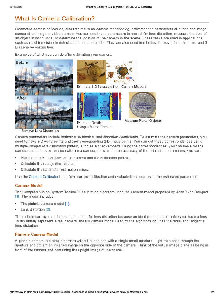 What Is Camera Calibration - MATLAB & Simulink | PDF | Atomic | Areas ...