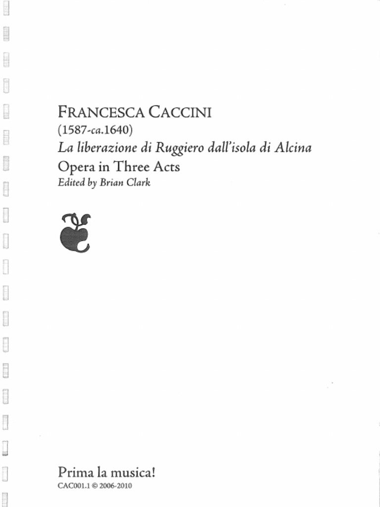 La Liberazione Di Ruggiero Dall'isola Di Alcina - Francesca Caccini | PDF