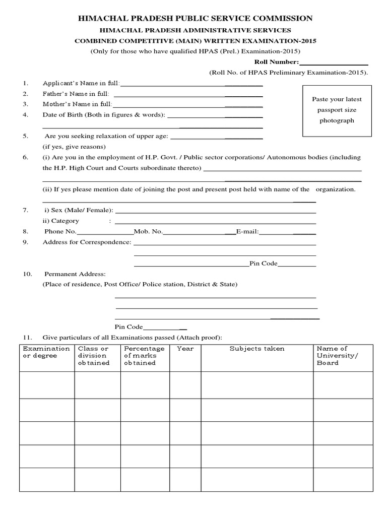 2016-7-Application Form and Instruction For HPAS (MAIN) Examination ...