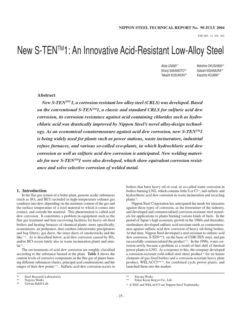 Sten Material | PDF | Corrosion | Hydrochloric Acid
