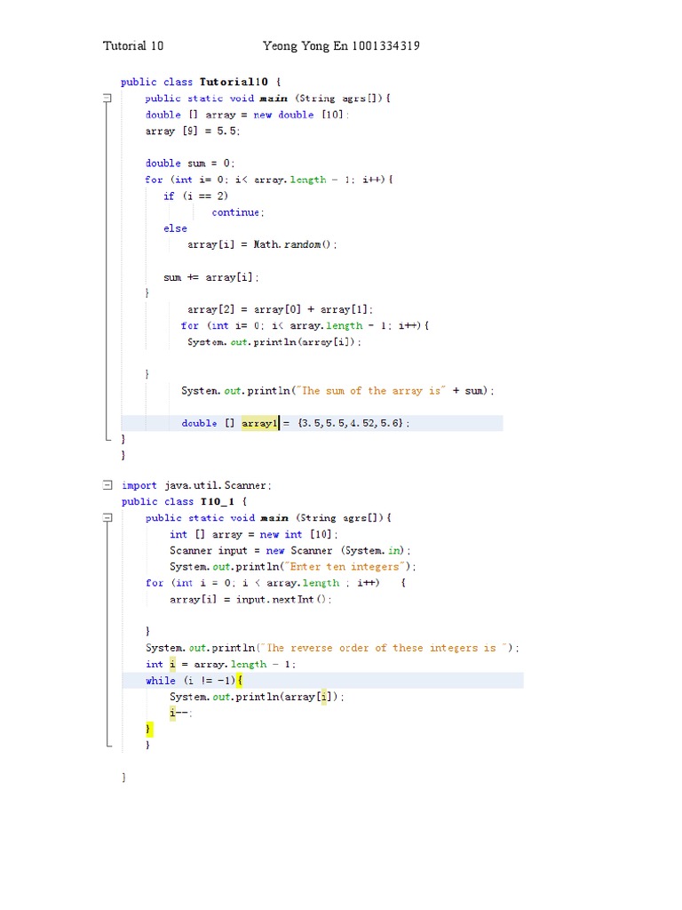 Tutorial 10 Yeong Yong en 1001334319 | PDF