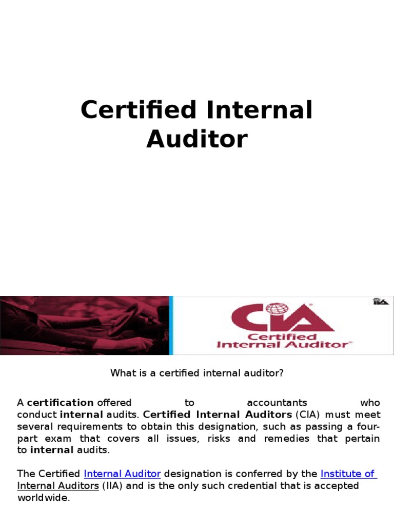 Certified Internal Auditor | PDF | Internal Audit | Professional ...