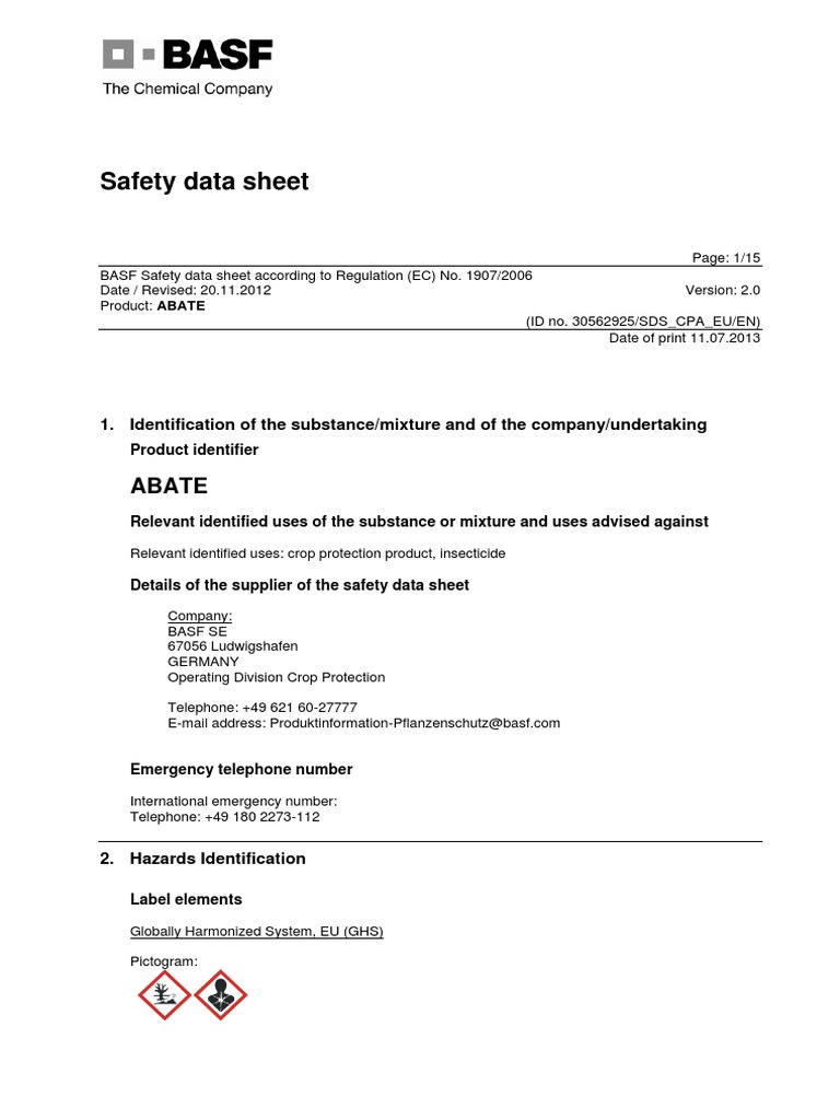 Abate 500 e | PDF | Toxicity | Dangerous Goods