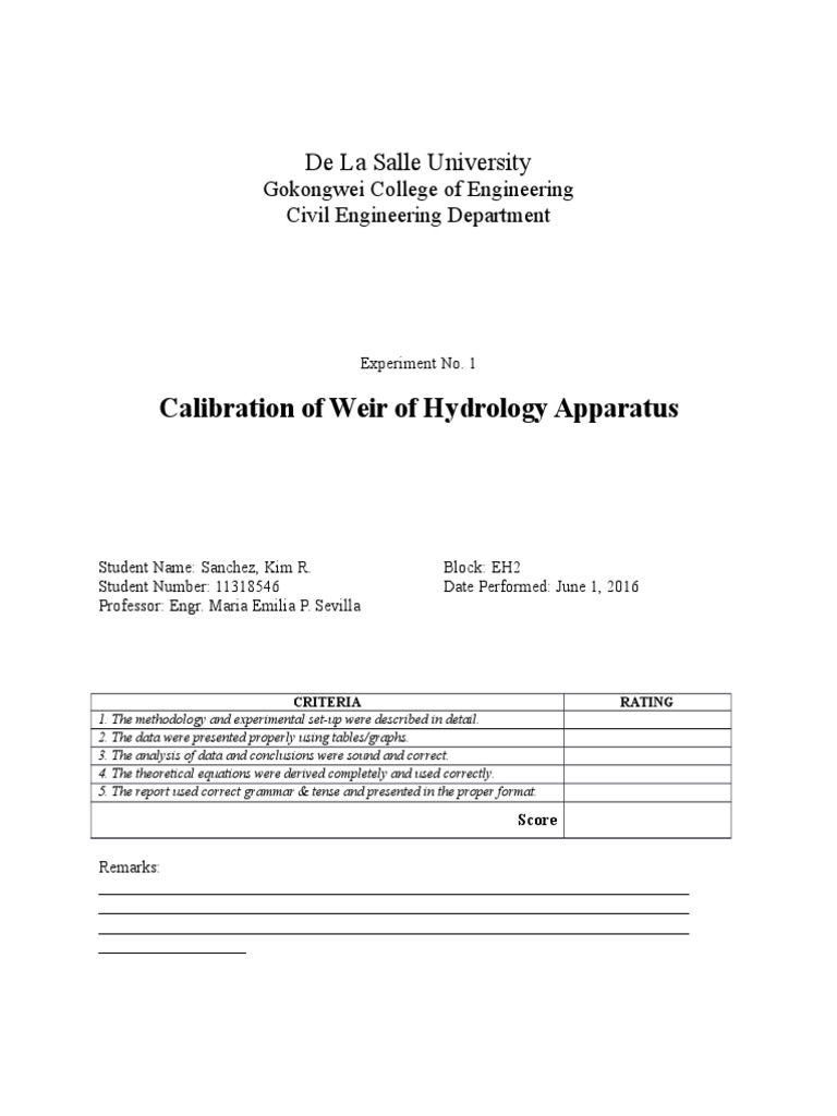 An Accurate Calibration Curve for a Rectangular Weir Used in Hydrology ...