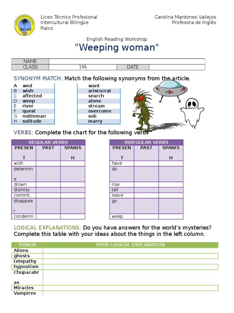 La Llorona: Reading and Activities Guide | PDF
