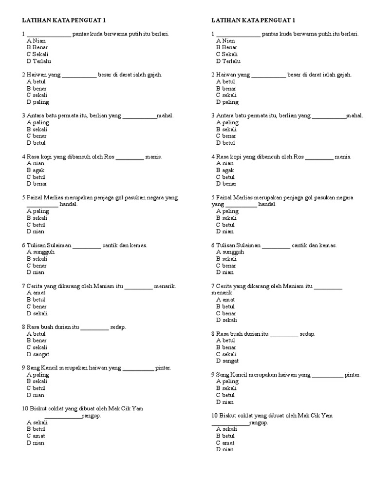 Latihan Kata Penguat 1 Set | PDF