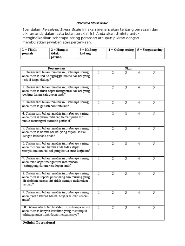 Perceived Stress Scale | PDF