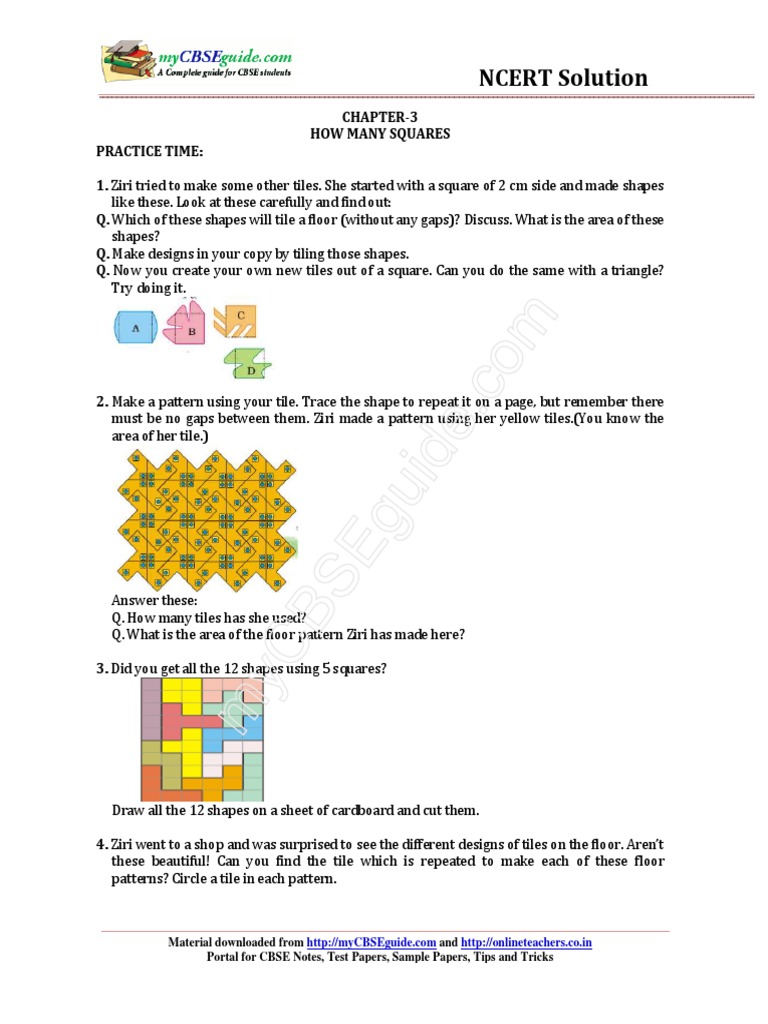 NCERT Solution: Chapter-3 How Many Squares Practice Time: 1. Q. Q. Q ...