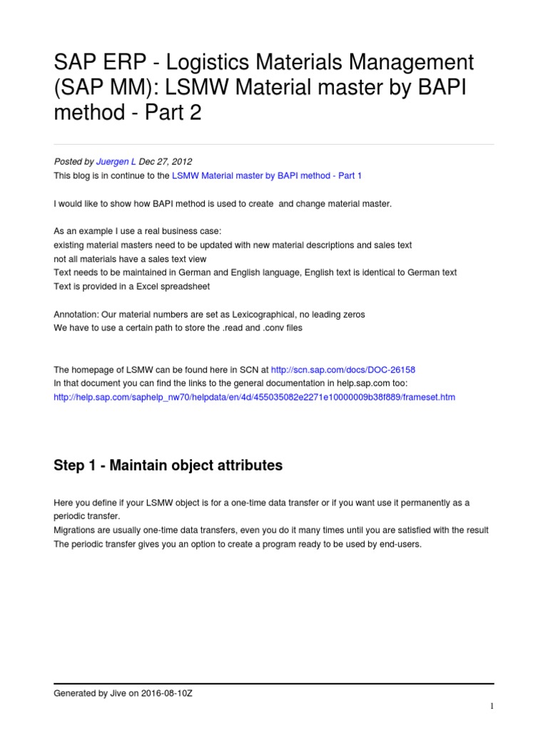 LSMW Material Master by Bapi Method Part 2 | PDF | Computer File | Computer Data