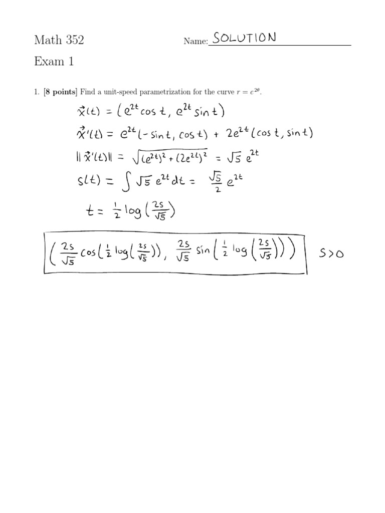 Math 352 Exam 1: Name | PDF