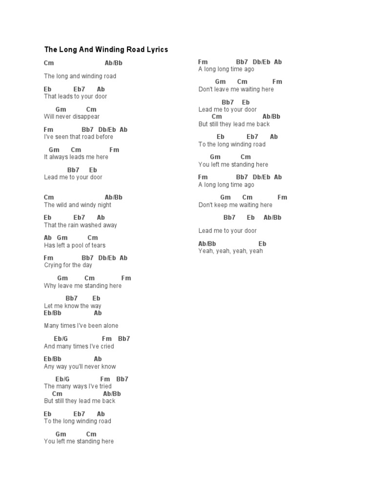 The Long and Winding Road Chord | PDF