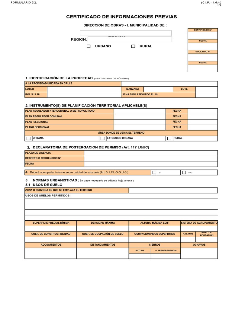 Certificado de Informaciones Previas (CIP) | PDF
