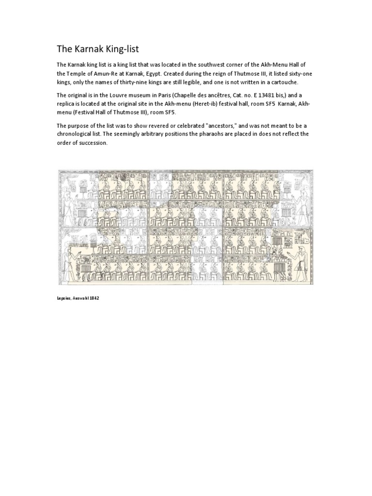 Karnak King List | PDF | 2nd Millennium Bc | Pharaohs Of The Eighteenth ...