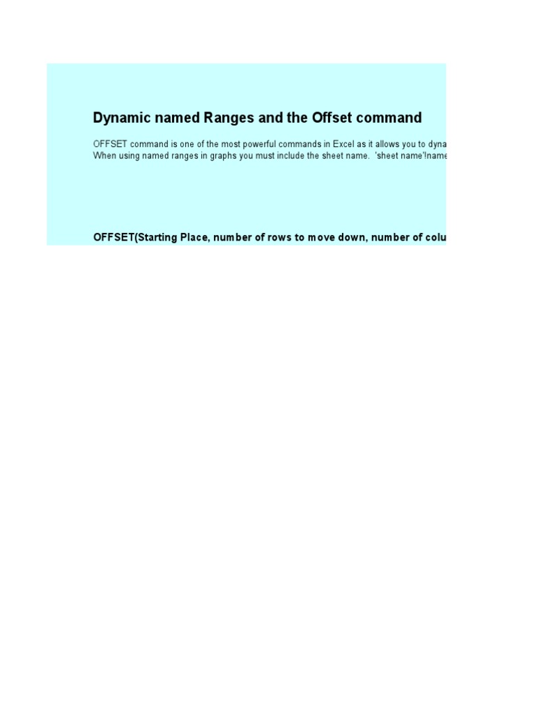 Dynamic Named Ranges and The Offset Command | PDF