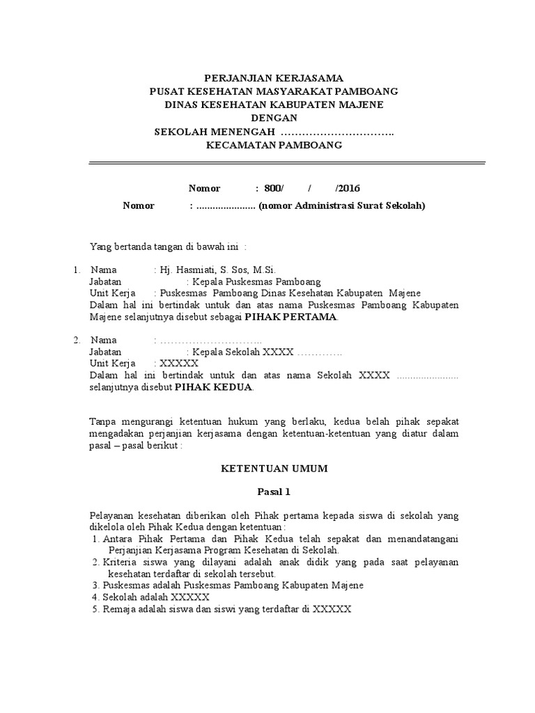 Mou Bidan Dan Puskesmas | PDF