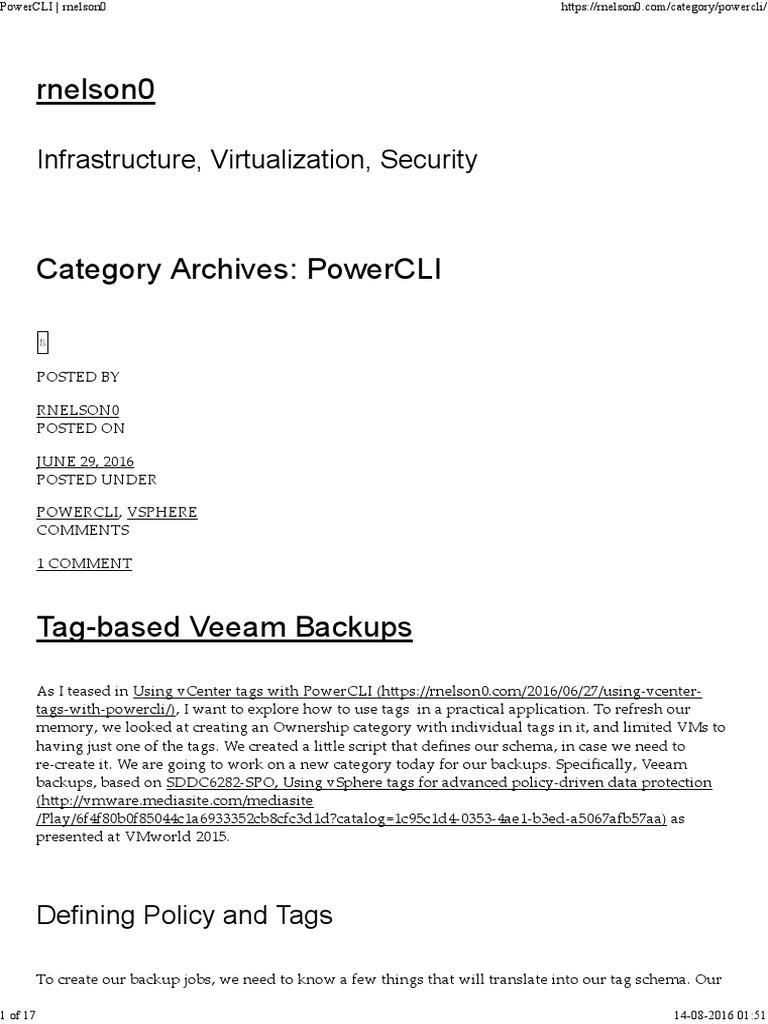 PowerCLI - Rnelson0 | PDF | Backup | Computer Engineering