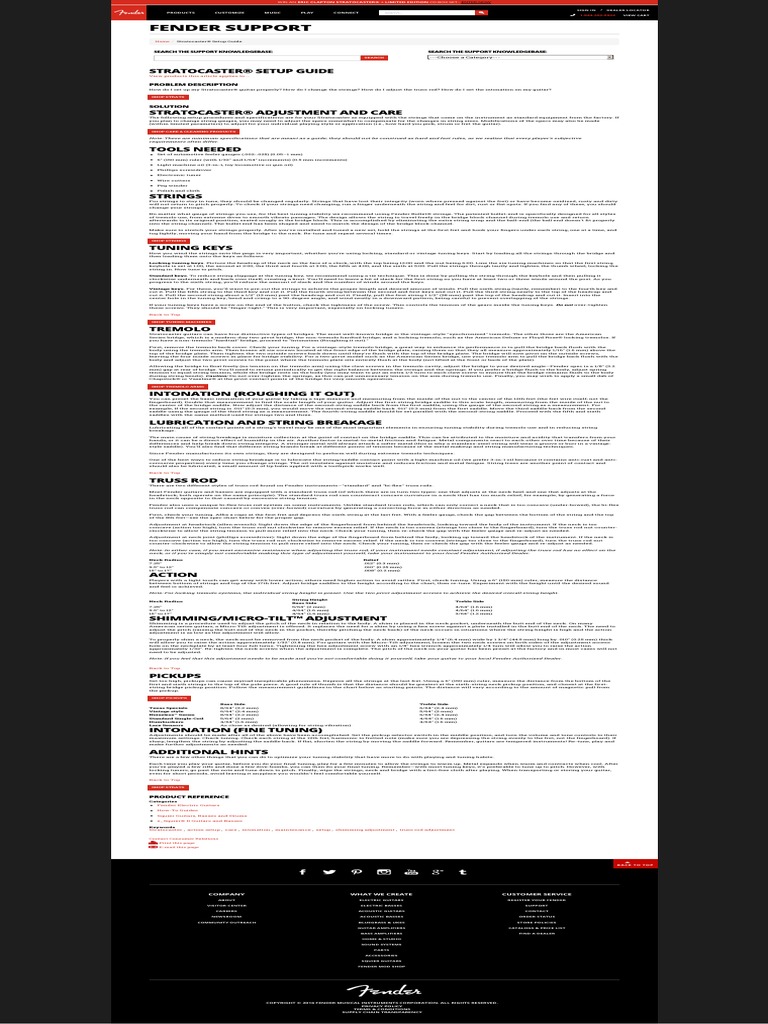 Stratocaster® Setup Guide | PDF | Guitars | Bass Guitar