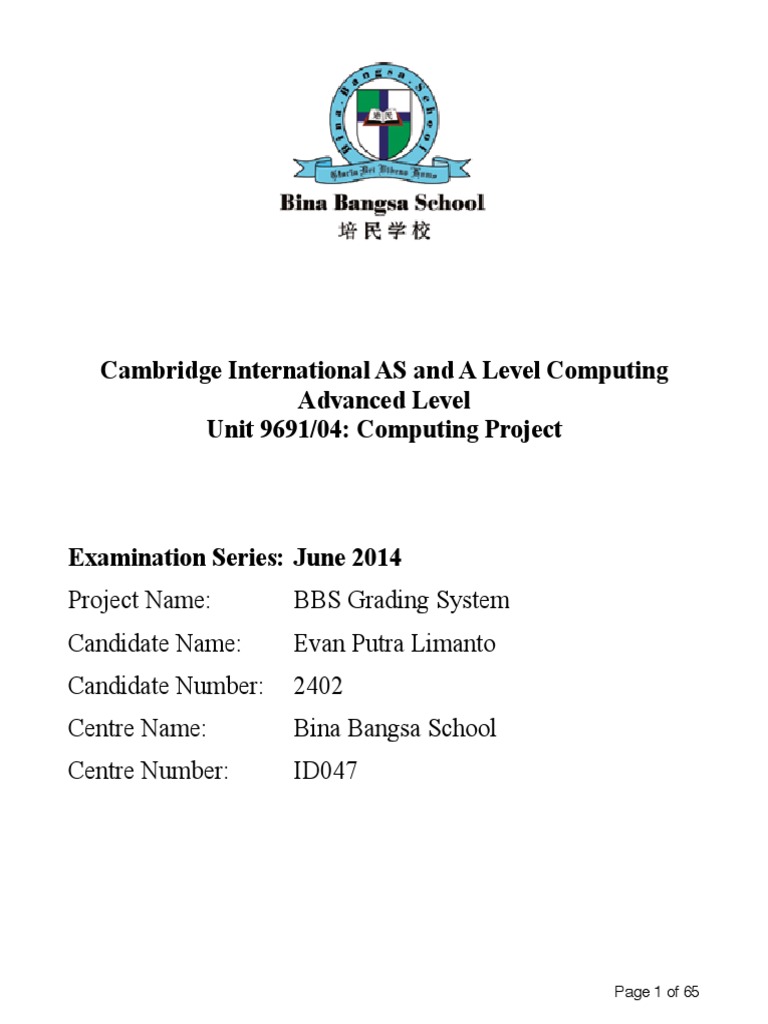 Cambridge International AS and A Level Computing Advanced Level Unit ...