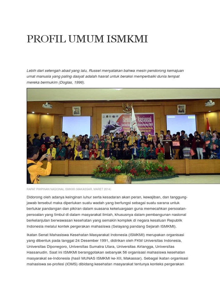 Sejarah dan Peran ISMKMI dalam Kesehatan Masyarakat | PDF